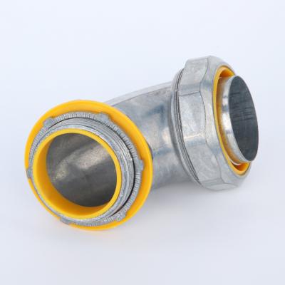 China Liquid Tight Straight Connector Yellow PVC Insulated UL Listed 4 Inch Zinc Die Casting With Locknut for sale