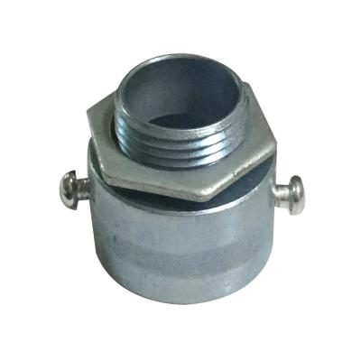 China 20mm Flexible Conduit Adaptor Zinc Aluminum Electro Galvanized with Two M4 Screws UL Listed for sale
