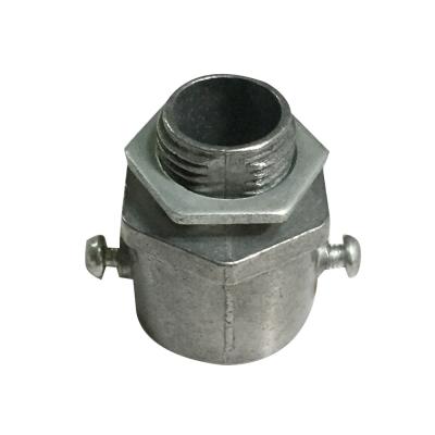 China Electro Galvanized 25mm Flexible Conduit Adaptor Aluminum with 2 M4 Screws Steel Locknut for sale
