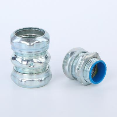 China UL Listed 1/2 in EMT Compression Connector Raintight Steel Electro Galvanised for sale