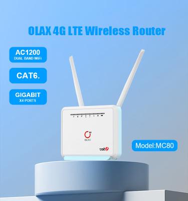 China OLAX MC80 4G LTE WiFi CPE Router 5000mAh Battery CAT6 Dual Band 32 Users for sale