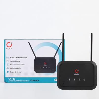 China OLAX AX8 Pro CAT4 4G Router 5000mAh Battery WiFi 6 Europe Bands SMA Antenna Sim Card for sale