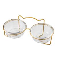 China Elevated Pet Glass Cat Bowls Double For Protecting Pet Spine for sale