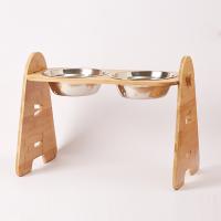 China Wooden Pet Feeder Bowls Elevated Cat Dishes With Single Double Bowls for sale