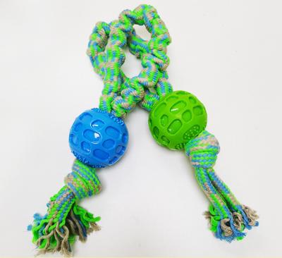 China Non Toxic Dog Ball Green Dog Rope Toy For Aggressive Chewers 34cm for sale