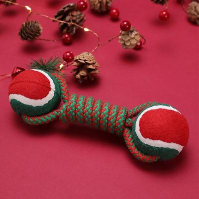 China Indestructible Dog Rope Dog Knot Toys Molars Interactive Bite Resistant Cotton Rope Double Ball for sale