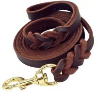 China leather slip lead for dogs Training 4/6 ft Length 3/5 inch Width for Medium and Large Dogs for sale