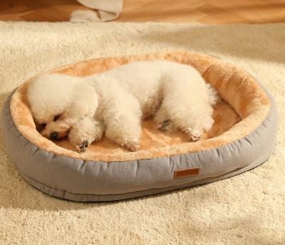China Basics Round Bolster Indestructible Dog Bed With Flannel Top for sale