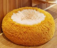 China Donut Anti Anxiety Round Fluffy Dog Bed With Anti Slip Waterproof Bottom for sale