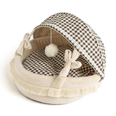 China New Cat Nest High Beauty All Season Universal Small Raised Dog Bed Semi Enclosed Cat Nest Pet Products for sale