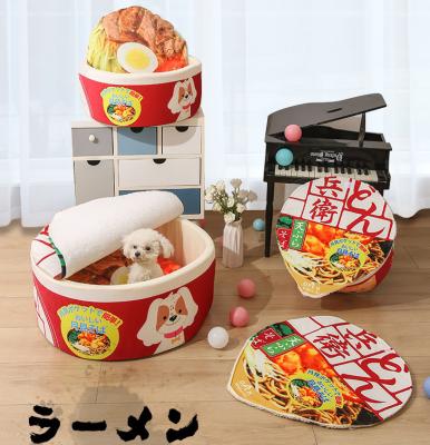 China Japanese-Style Anxiety Ramen Bowl Cat Bed For Indoor Dogs Washable for sale