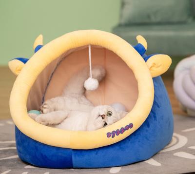 China 2-In-1 Round Cat House For Indoor Cats Clearance  Cushioned Pillow for sale