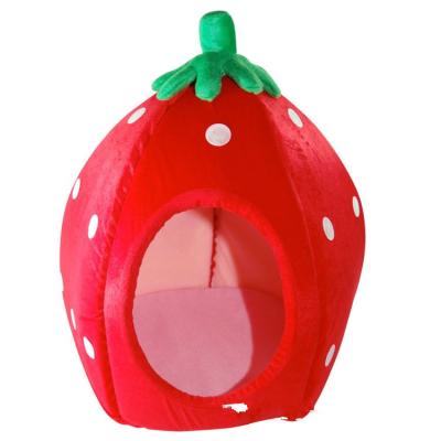 China Cross Border Strawberry Dog Bed Pet House Cat House Small Dog House Wholesale Removable And Washable Mat Dog House for sale