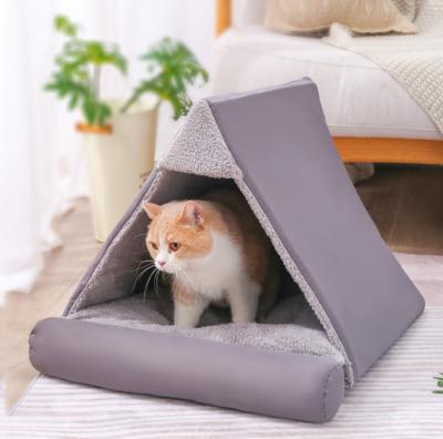 China Washable Cushion Cat Tube Bed With Central Mat for sale