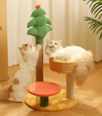China Cat Bed Christmas Tree With Hammock And Hang Ball For Cats And Kittens for sale