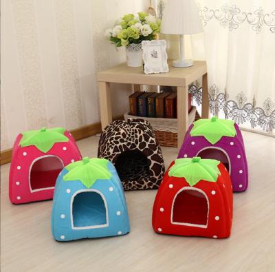 China Hot Style  Cute Pet Strawberry Cat Bed Warm Dog for sale