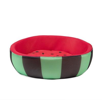 China Round Watermelon Cat Bed Sponge Breathable Cushion Medium And Small Dog Golden Dog Nest Becomes A Cat And Kitten Nest for sale