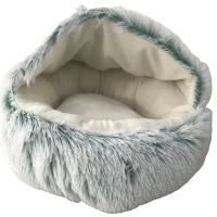 China Semi Enclosed Thickened Clamshell Dog Bed Winter Warm Pet Plush Nest for sale