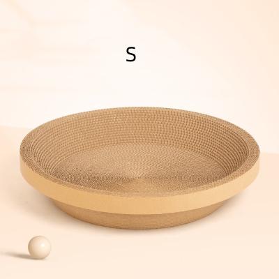 China Round Cat Scratch Board Bed Toy No Chip Tease Cat Scratch Basin Crawl Nest for sale