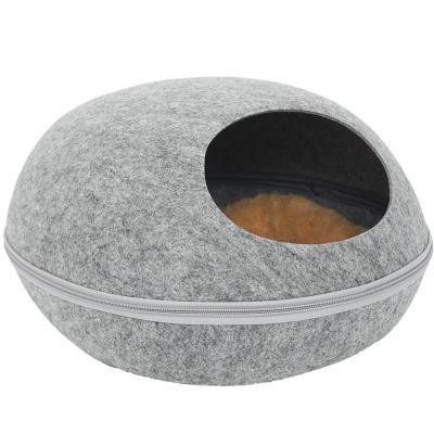 China Creative Egg Shaped Insulation Pet House Covered Felt Cat Nest Beds for sale