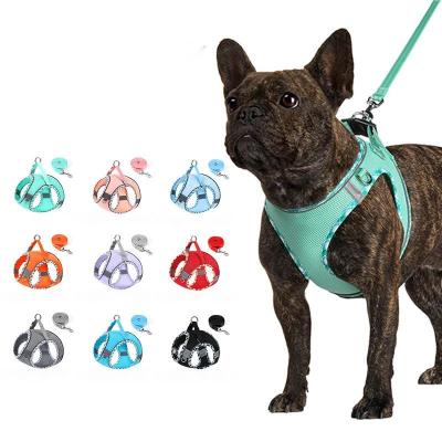 China Pet Breathable Mesh Harness Dog Reflective Leash For Small Medium Dnd Large Dogs for sale