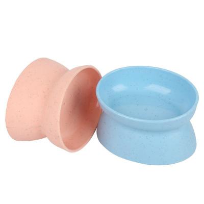 China Elevated Raised  Cat Bowl Double Bowl Neck Guard Drinking Water Feeding Plastic Dog Bowl for sale