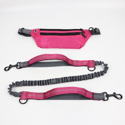 China Pet Reflective Hands Free Leash With Waist Bag And Telescopic Adjustment Dog Upgraded Foam Hand Grip Leash for sale