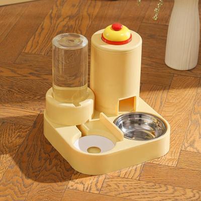 China Automatic Cat Feeding Water Feeder 3-in-1 Drinking Fountain Cat and Dog Stainless Steel Bowl with Bell for sale