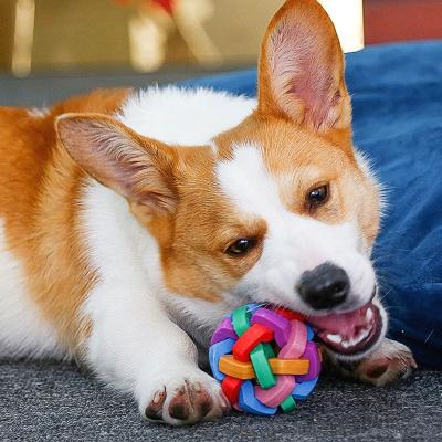 China Rubber Molar Bite Resistant Tpr Woven Dog Ball Pet Chew Toys 8cm for sale