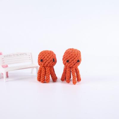 China Hand Woven Octopus Dog Cotton Rope Toy 10X6.5cm For Gnawing for sale