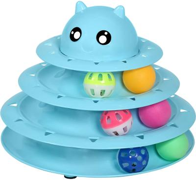 China The best cat toys Roller 3-Level Turntable  Balls with Six Colorful Balls Interactive for Cat Toy for sale