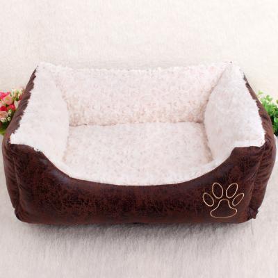 China Detachable Washable Pet Nest Dog Bed Brown White for sale