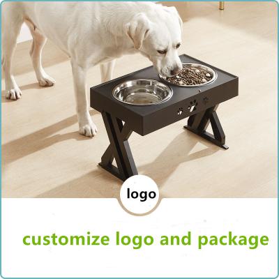 China Gravity Stainless Steel Dog Bowls With Stand Three Heights Adjustable for sale
