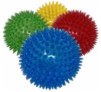 China TPR Soft Rubber Squeaky Dog Ball Blue Yellow Red for sale