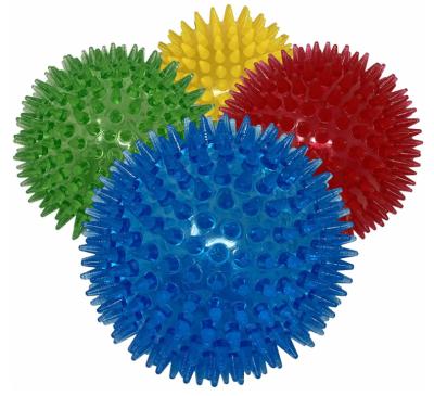 China TPR Soft Rubber Squeaky Dog Ball Blue Yellow Red for sale