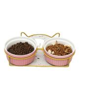 China Pet Ceramic Double Bowl Cute Anti Overturning Basin for sale