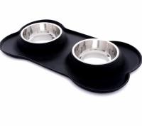 China Silicone Pet Dog Stainless Steel Cat Bowl Meal Pad Portable for sale