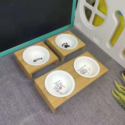 China Protection Cervical Vertebra Double Bowl Ceramic Bamboo Wood for sale