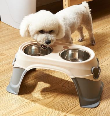China Elevated Height Adjustable Raised Stainless Steel Dog Food Dish And Pet Water Bowls for sale