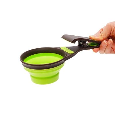 China Folding Silicone Pet Bowl Folding Food Spoon Can Clip Grain Bag Water Bowl Measuring Cup Dog Food Spoon for sale