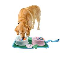 China Portable Pet Slow Food Anti-Choking Dog Bowl Folding Polar Fleece Double Food Licking Plate Food Pad for sale