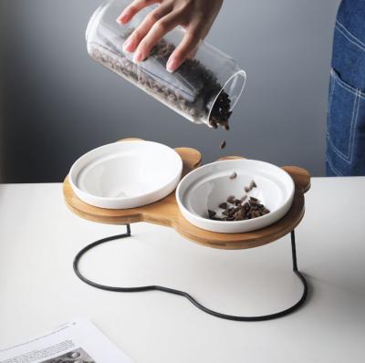 China Elevated Ceramic Dog Cat Bowls for Food and Water for sale
