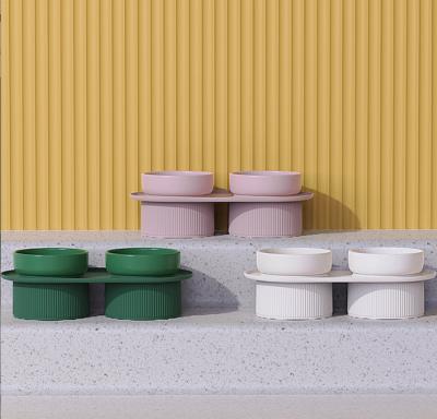 China Ceramic Elevated Raised Pet Feeder Bowls With Stand for sale