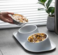 China Stainless Steel Pet Feeder Bowls With No Skid Silicone Mat for sale