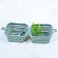 China Traveling Silicone square Pet Folding Bowl Portable Food Basin 1420ml for sale