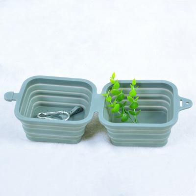 China Traveling Silicone square Pet Folding Bowl Portable Food Basin 1420ml for sale