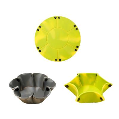 China Portable Folding Pet Feeder Bowls Outdoor Travel Silicone Dog Frisbee Tableware for sale