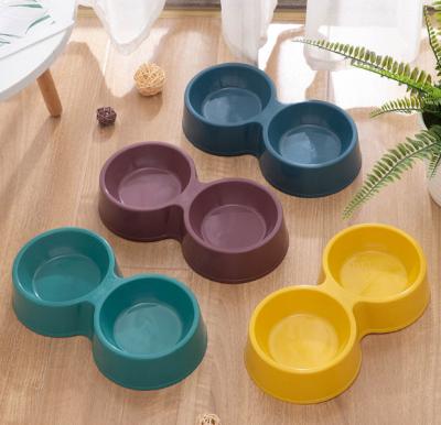 China Plastic Dog Bowl Set Detachable Double Dish For Pet Food Water Feeder for sale