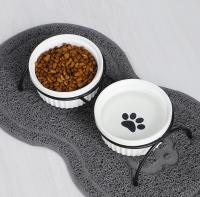 China Ceramic Adjustable Elevated Cat Feeder Raised Food Dish for sale