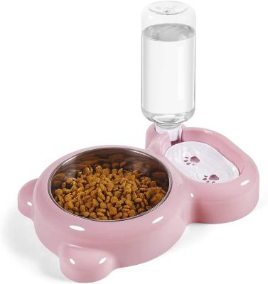 China Detachable Pet Water Food Bowl Stainless Steel Automatic Water Dispenser For Small Dogs for sale